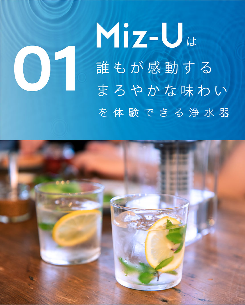 ポット型浄水器MIZ-U【MIZ-U-BK01】☆水道水を注ぐだけで驚くほどおいしい水が5分で出来上がり！