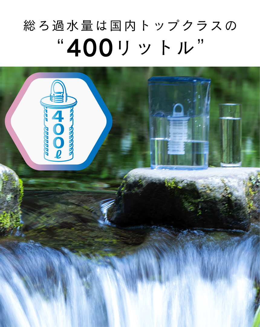 ポット型浄水器MIZ-U【MIZ-U-BK01】☆水道水を注ぐだけで驚くほどおいしい水が5分で出来上がり！